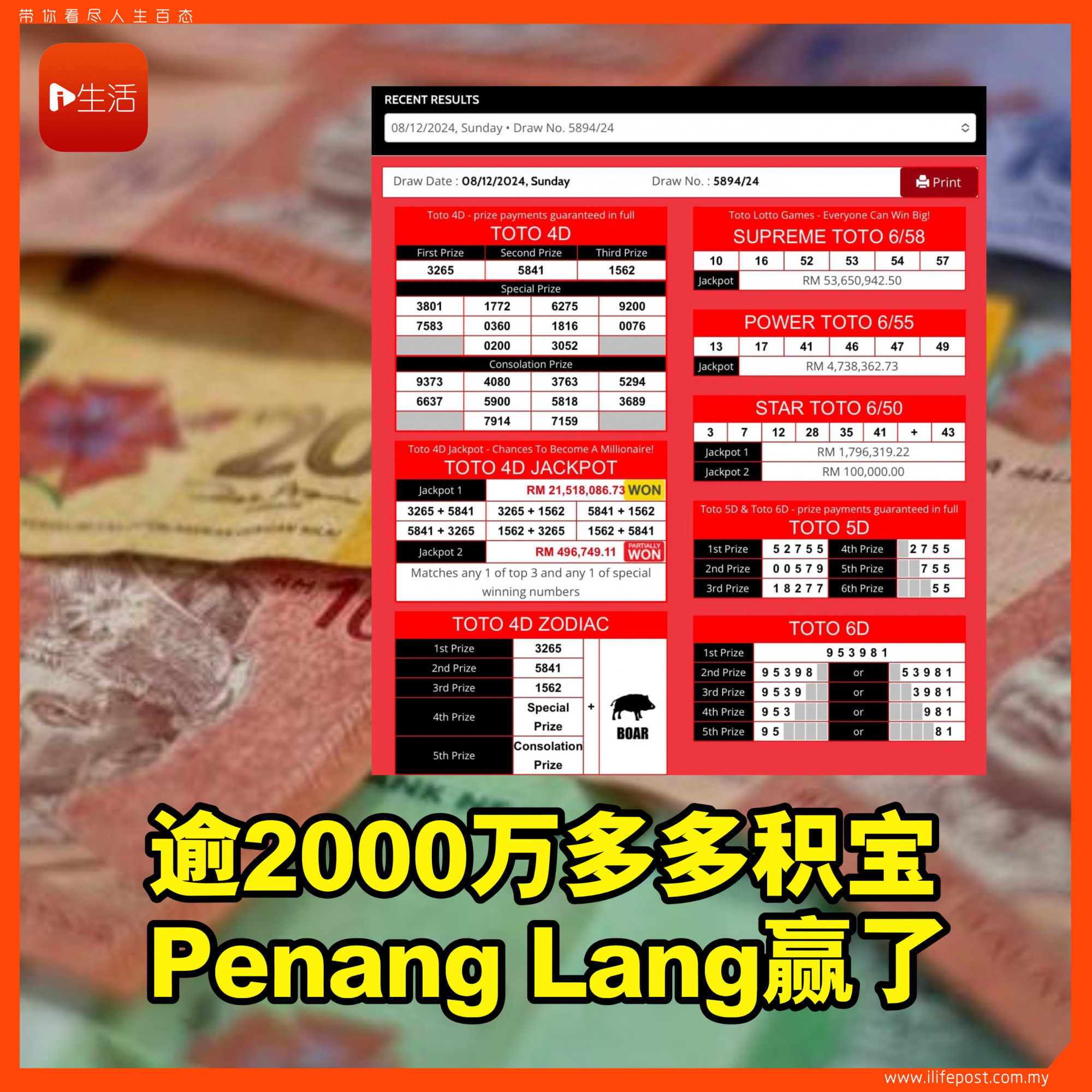 逾2000万多多积宝 Penang Lang赢了 | 新生活报 - ILifePost爱生活