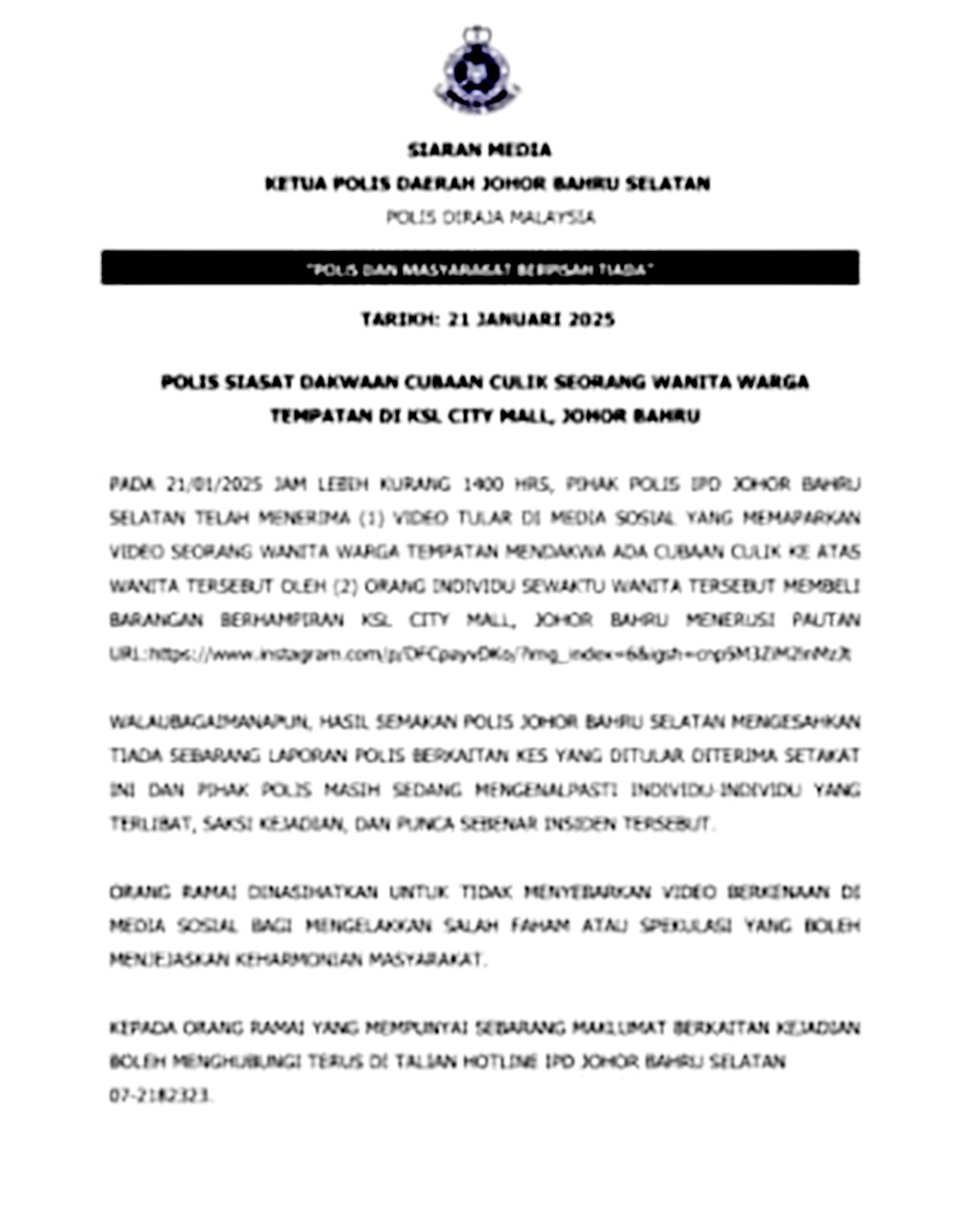 女子称差点遭绑架 未接投报警调查中 | 新生活报 - ILifePost爱生活